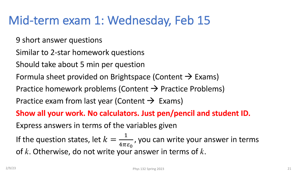 L-11 Chap 25 Feb 09 - Lecture Note - Mid-term exam 1 : Wednesday, Feb ...