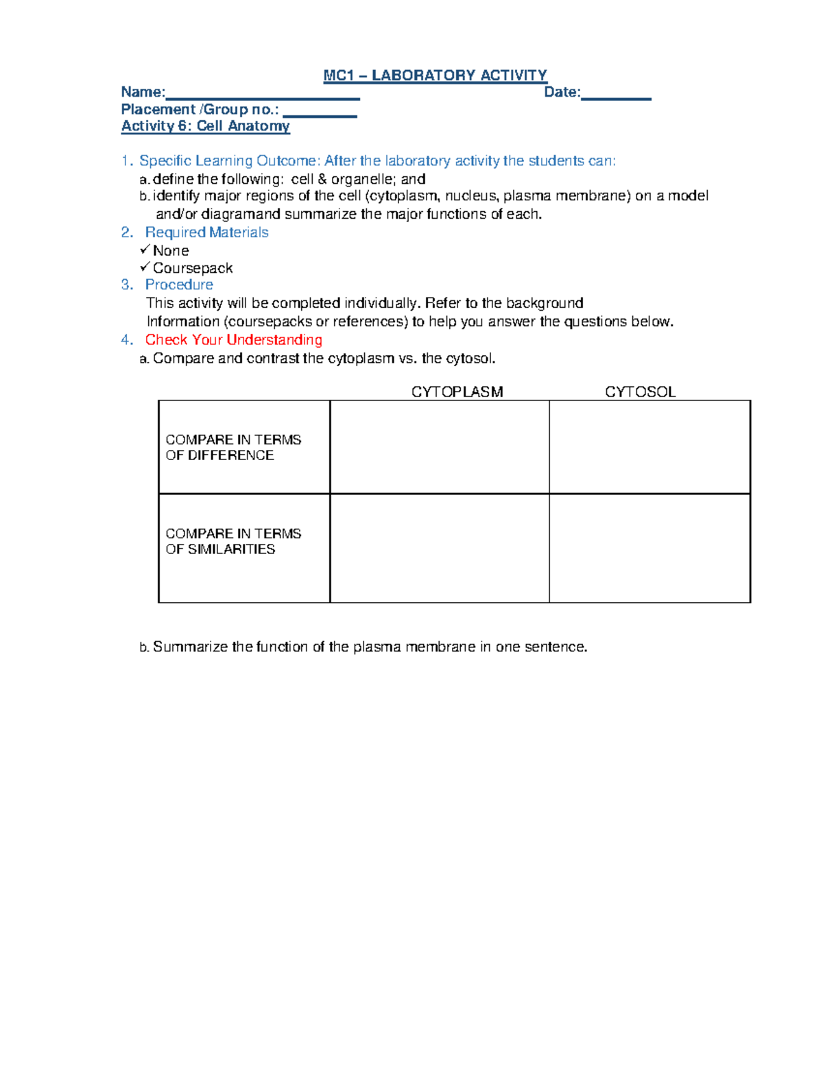 MC1 LAB Activity 6 13 - biochemistry - MC1 – LABORATORY ACTIVITY Name