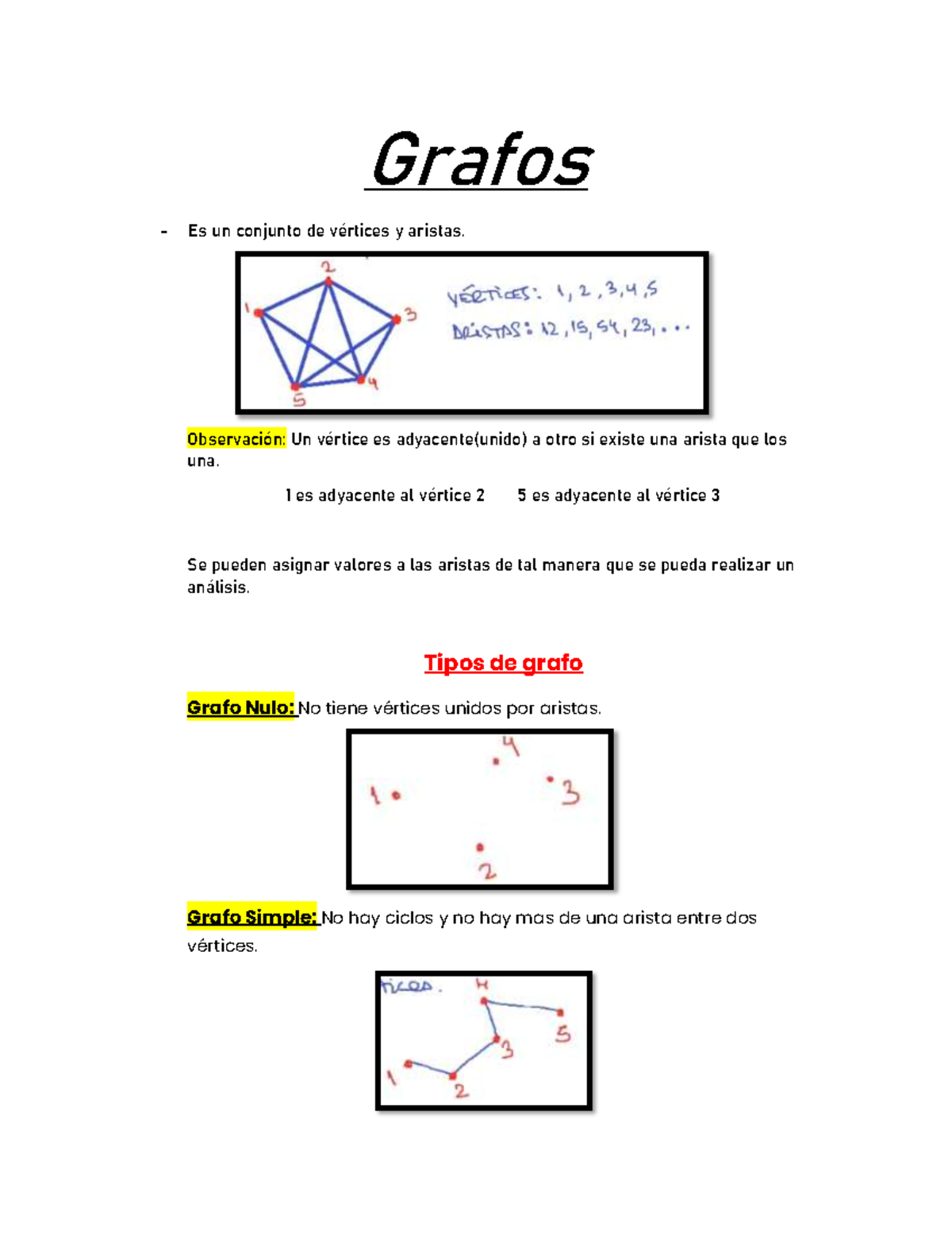 Grafos - Grafos Es un conjunto de vértices y aristas. Observación: Un ...