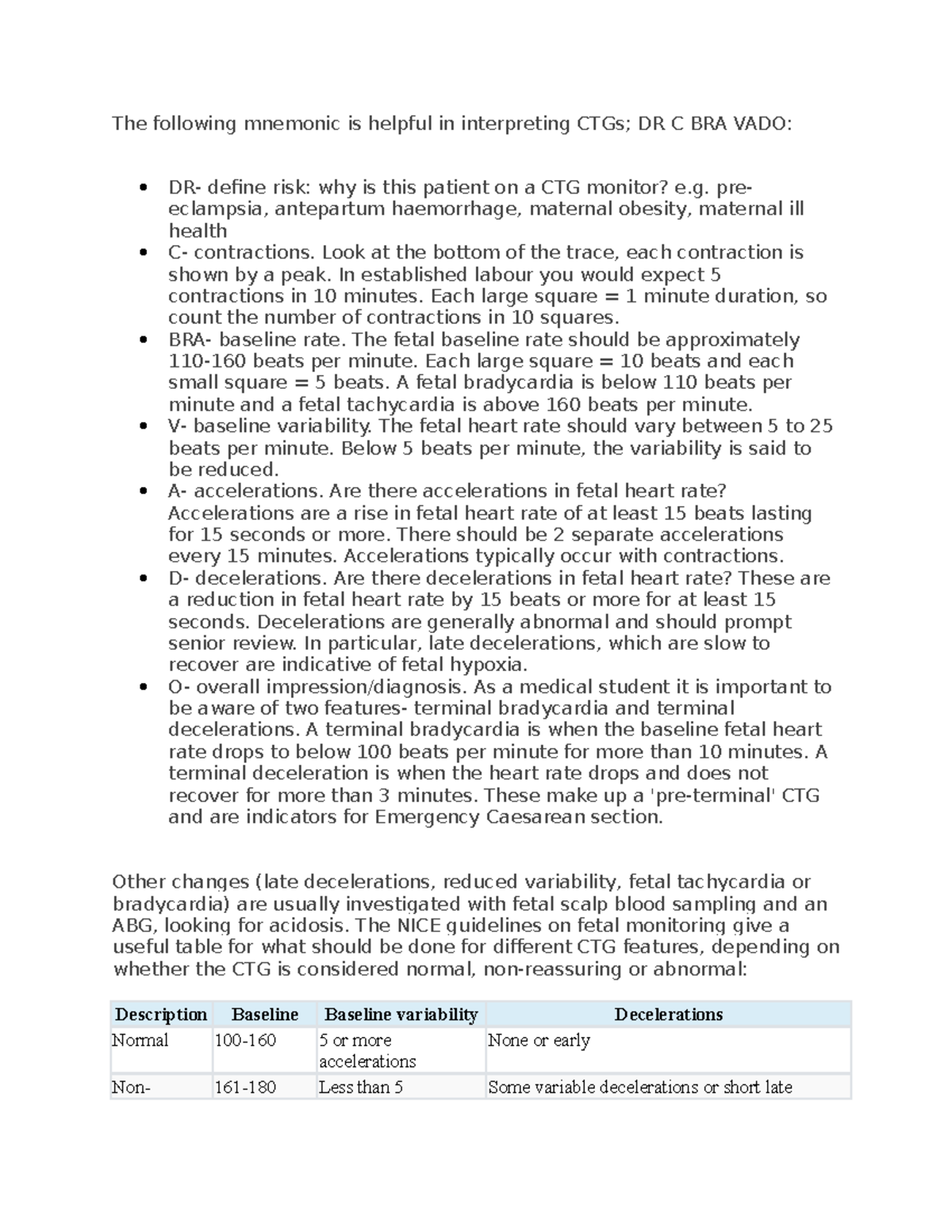 CTG - Passmed CTG - The following mnemonic is helpful in interpreting ...