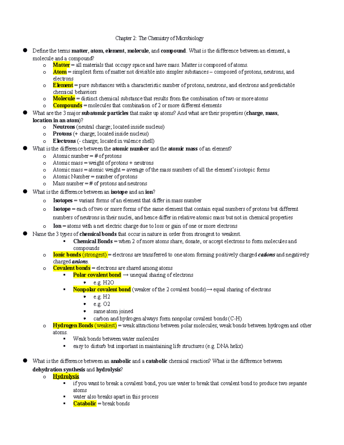 Ch 2 study guide - Cell and molecular biology of bacteria and their viruses, including ...
