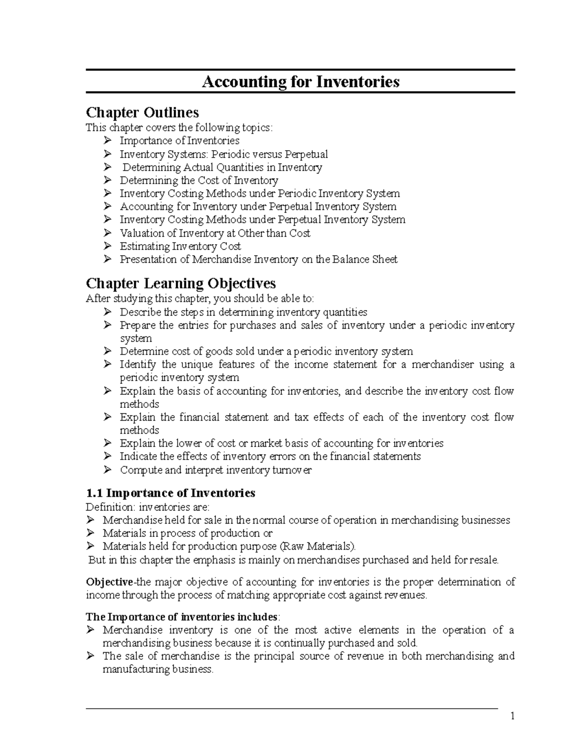 Accounting for Inventories - But in this chapter the emphasis is mainly ...