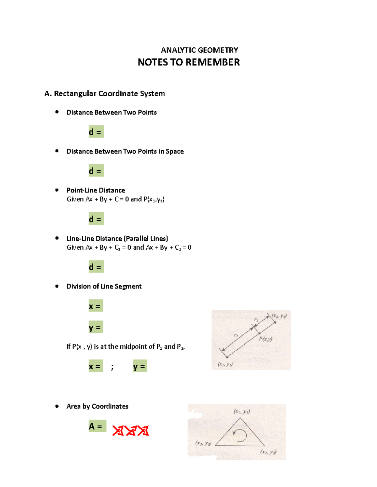 Analytic Geometry Notes - ANALYTIC GEOMETRY NOTES TO REMEMBER A ...
