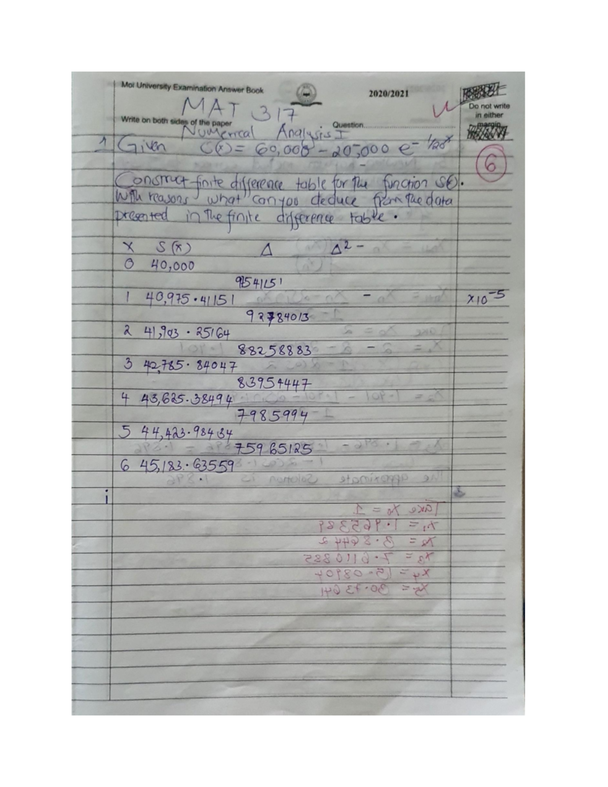 Mat 317 Marking Scheme 240403 083345 Numerical Analysis Studocu