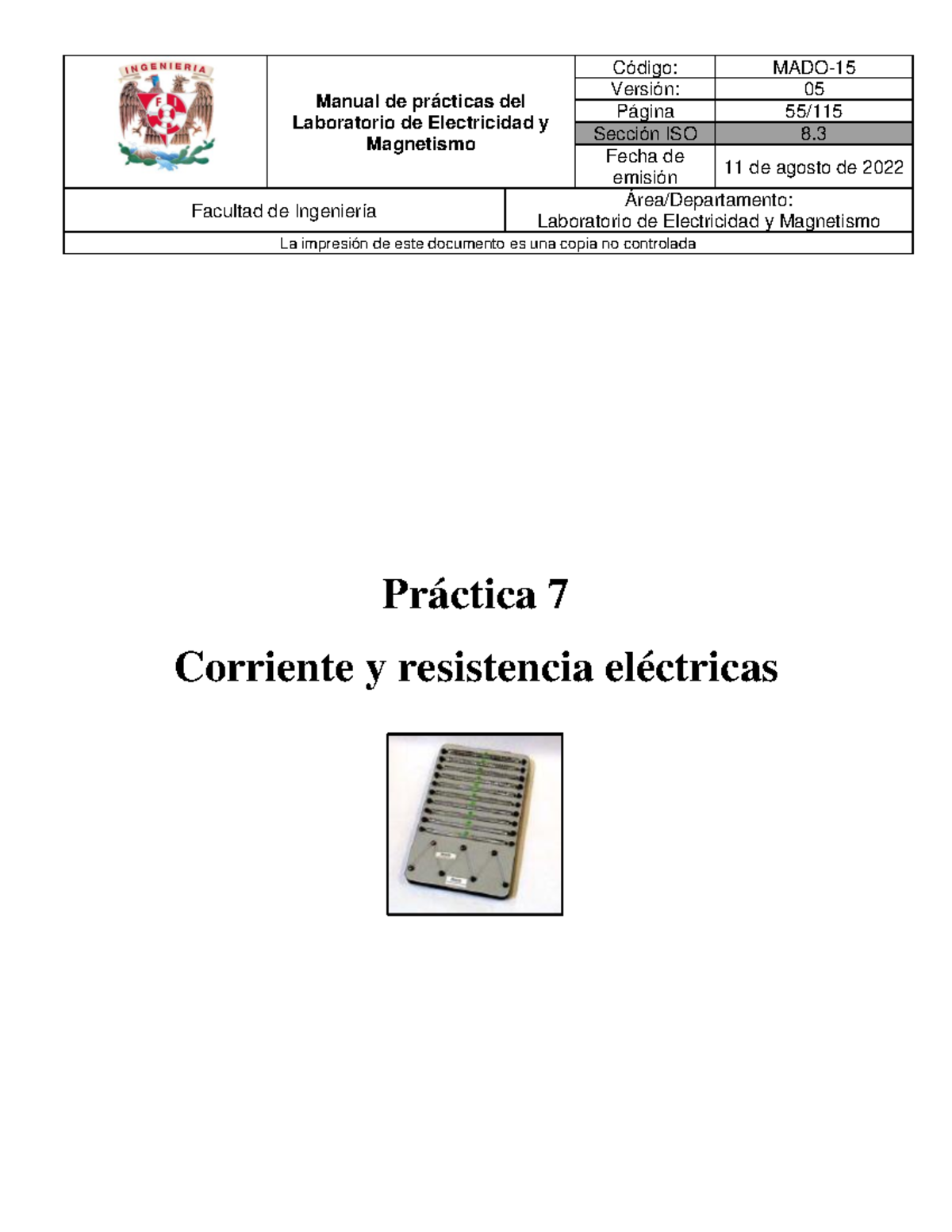 P#7 - practica completa de laboratorio - Manual de prácticas del Laboratorio de Electricidad y ...