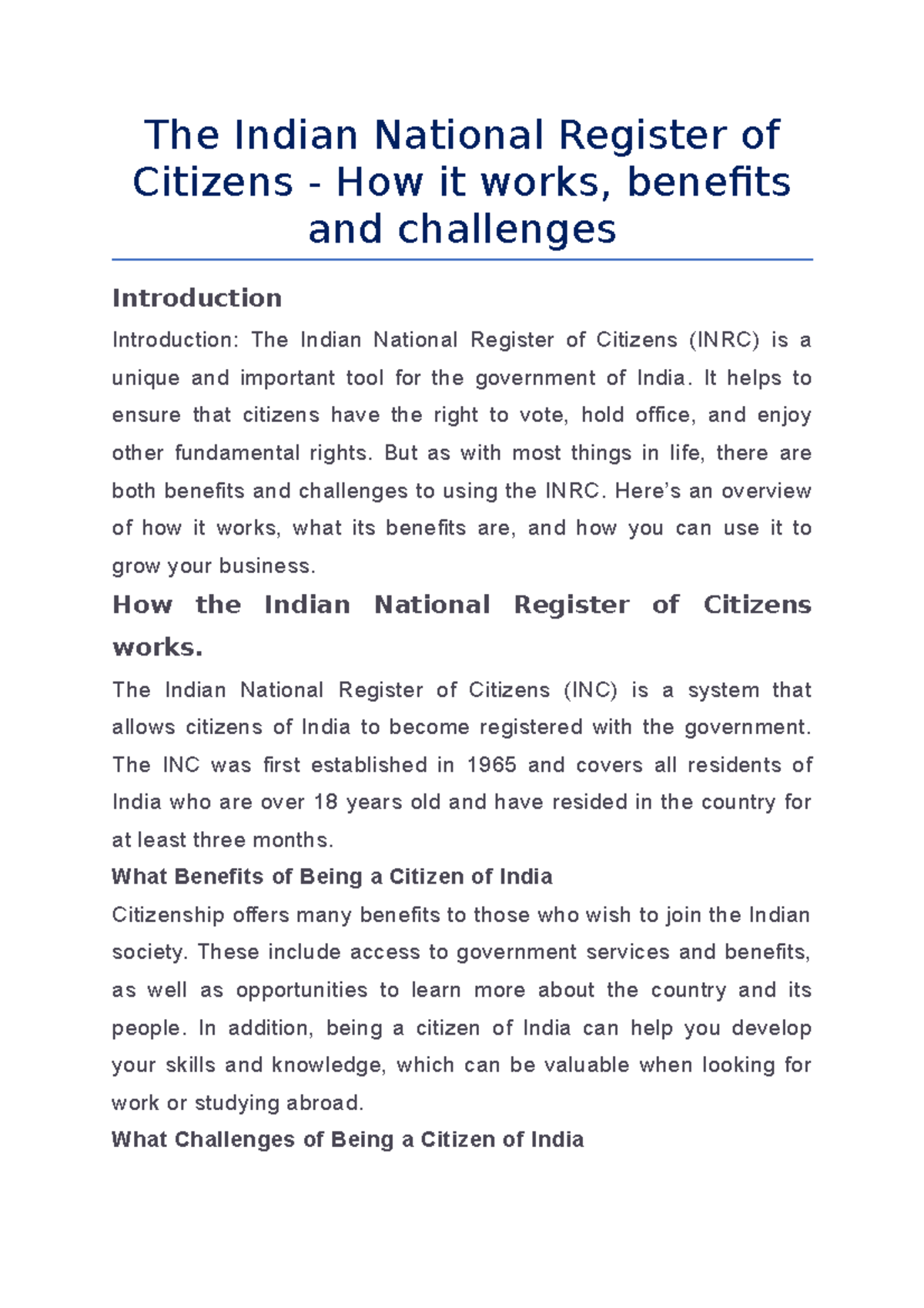 The Indian National Register of Citizens - How it works, benefits and ...