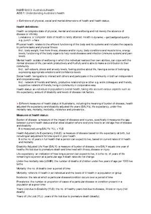 Health AND Human Development UNIT 3 AND 4 Notes - HEALTH AND HUMAN ...