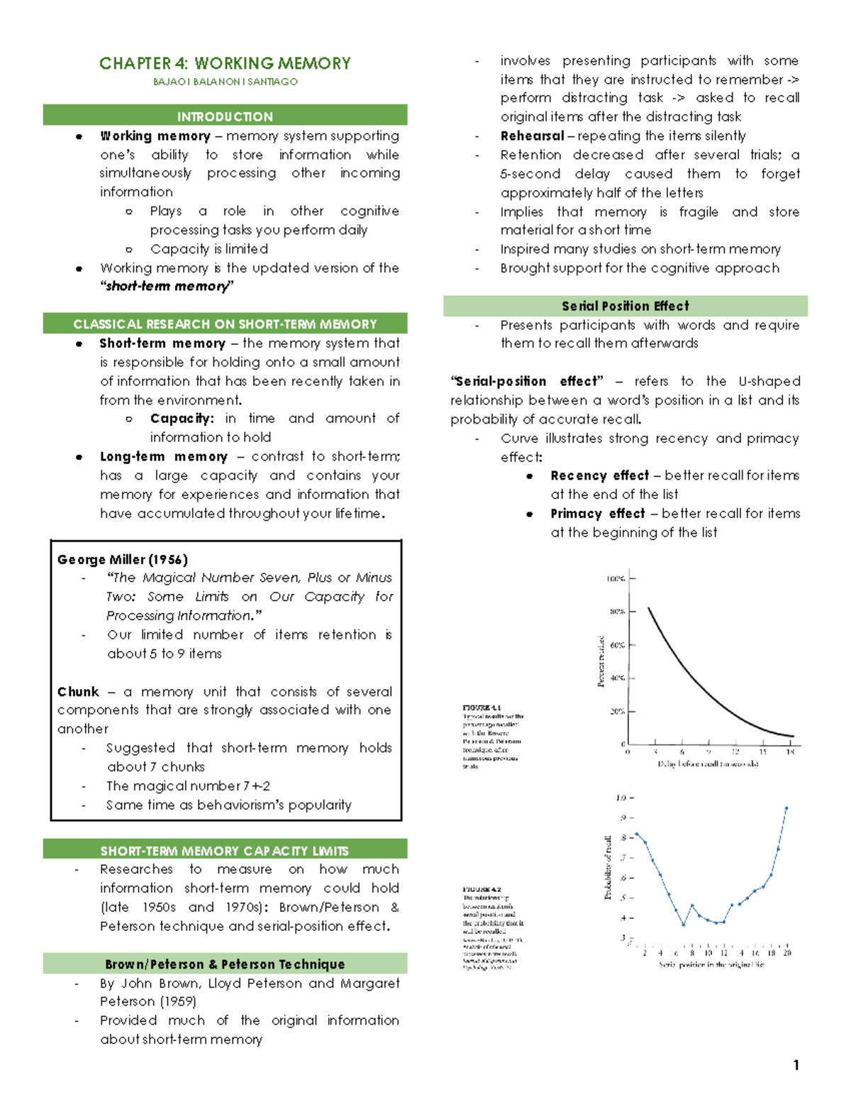 Chapter 4 The Working Memory - BS Psychology - University of Santo Tomas - Studocu