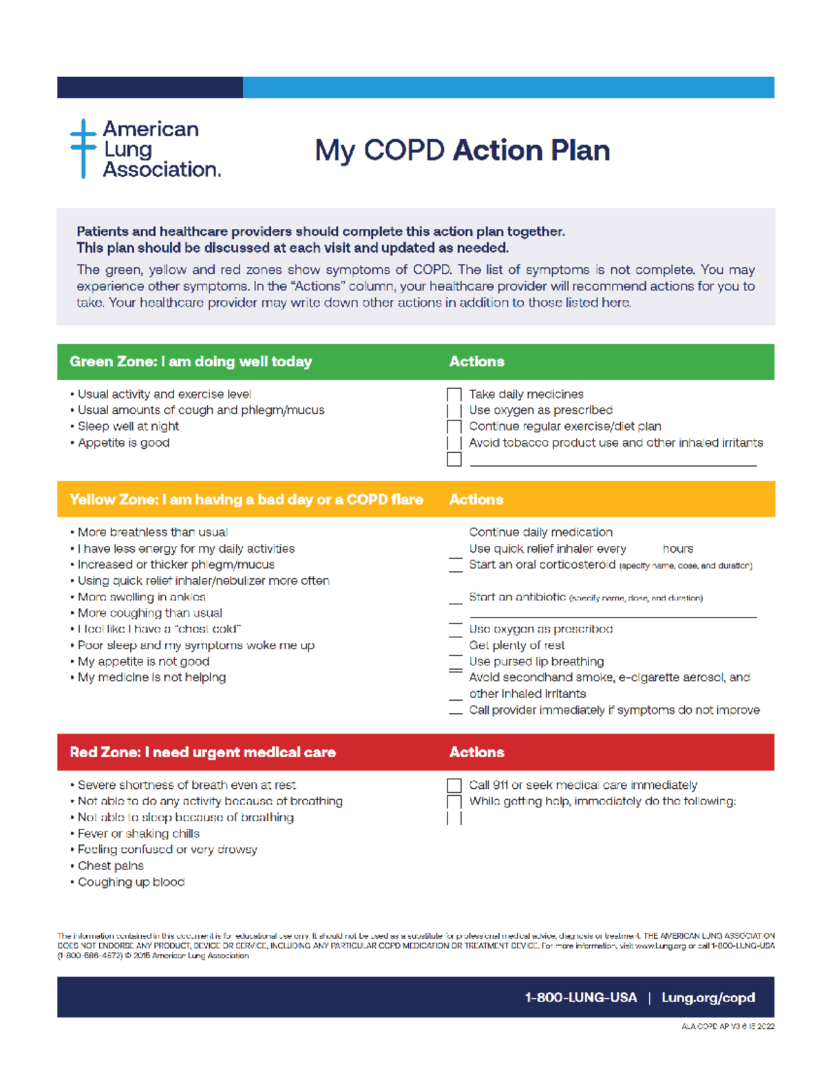COPD Action Plan - copd - Studocu
