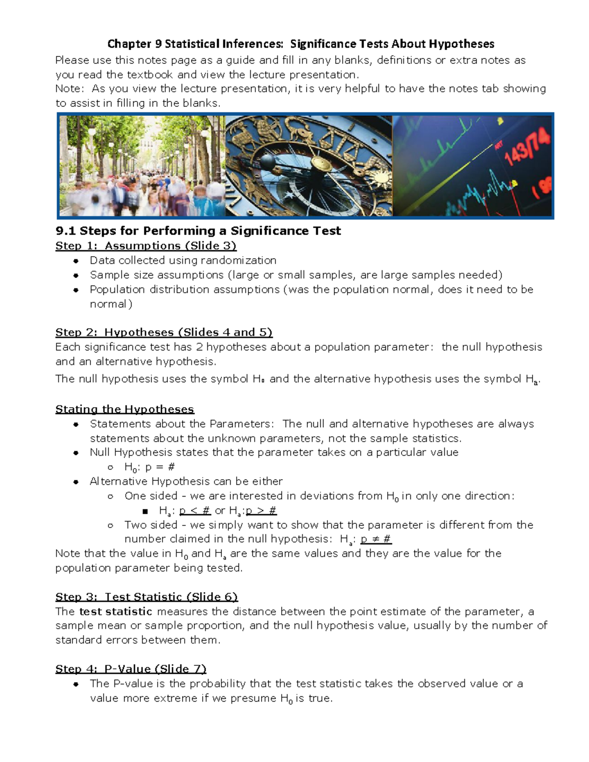 Copy of Chapter 9 Notes Outline - Significance Tests About Hypotheses ...