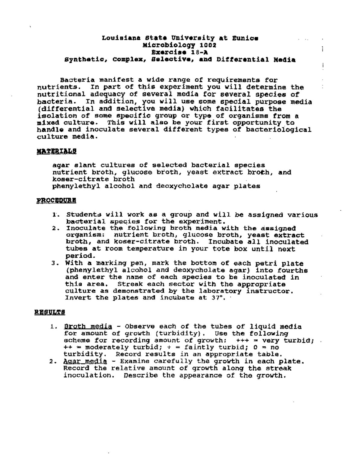 Microbiology Exercise 18 A Studocu
