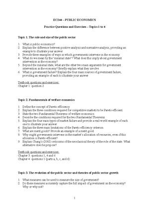 TEST BANK - Public Economics - Chapter 1 Test Questions Multiple Choice ...
