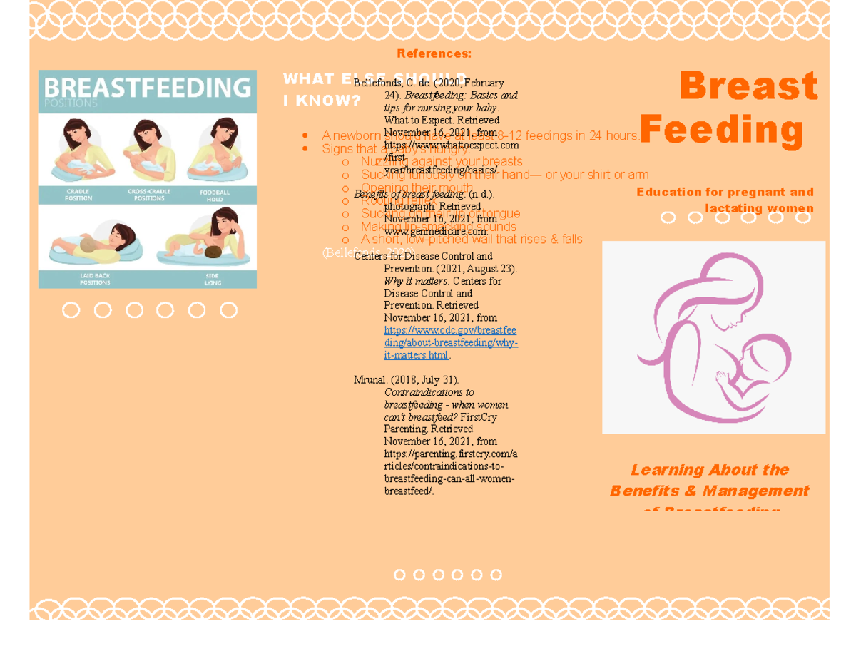 Color Breast Feeding Example Teaching Brochure - WHAT ELSE SHOULD I ...