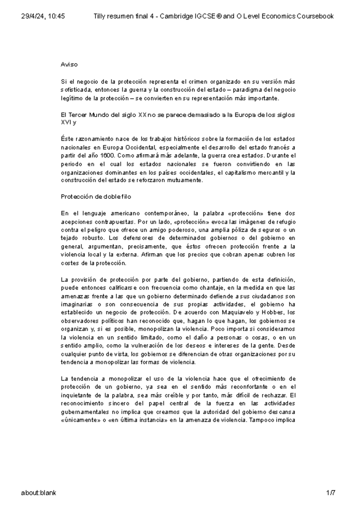 Tilly resumen - hffhf - Aviso Si el negocio de la protección representa ...