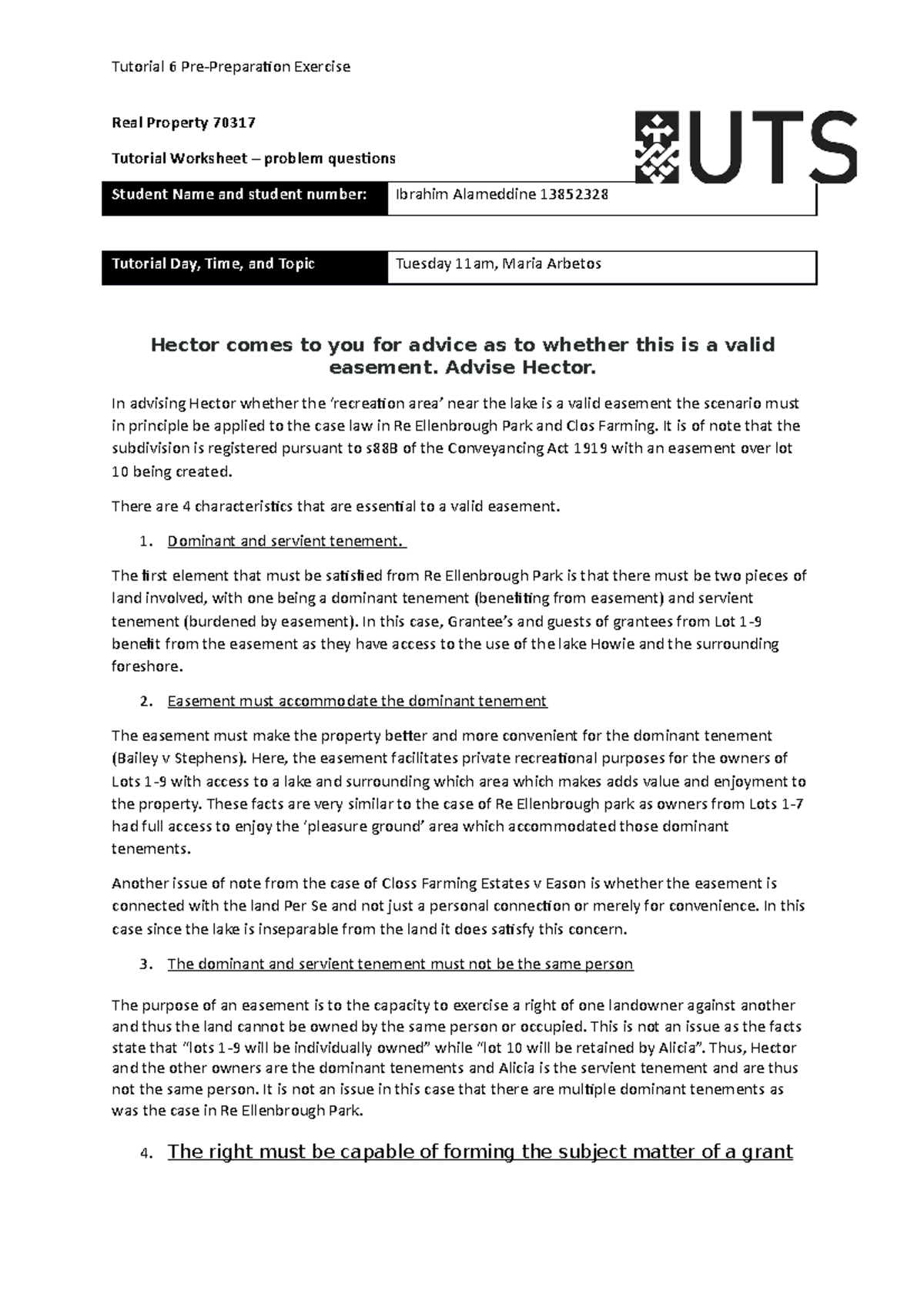 Tutorial 6 Pre Tutorial Worksheet - Tutorial 6 Pre-Preparation Exercise ...