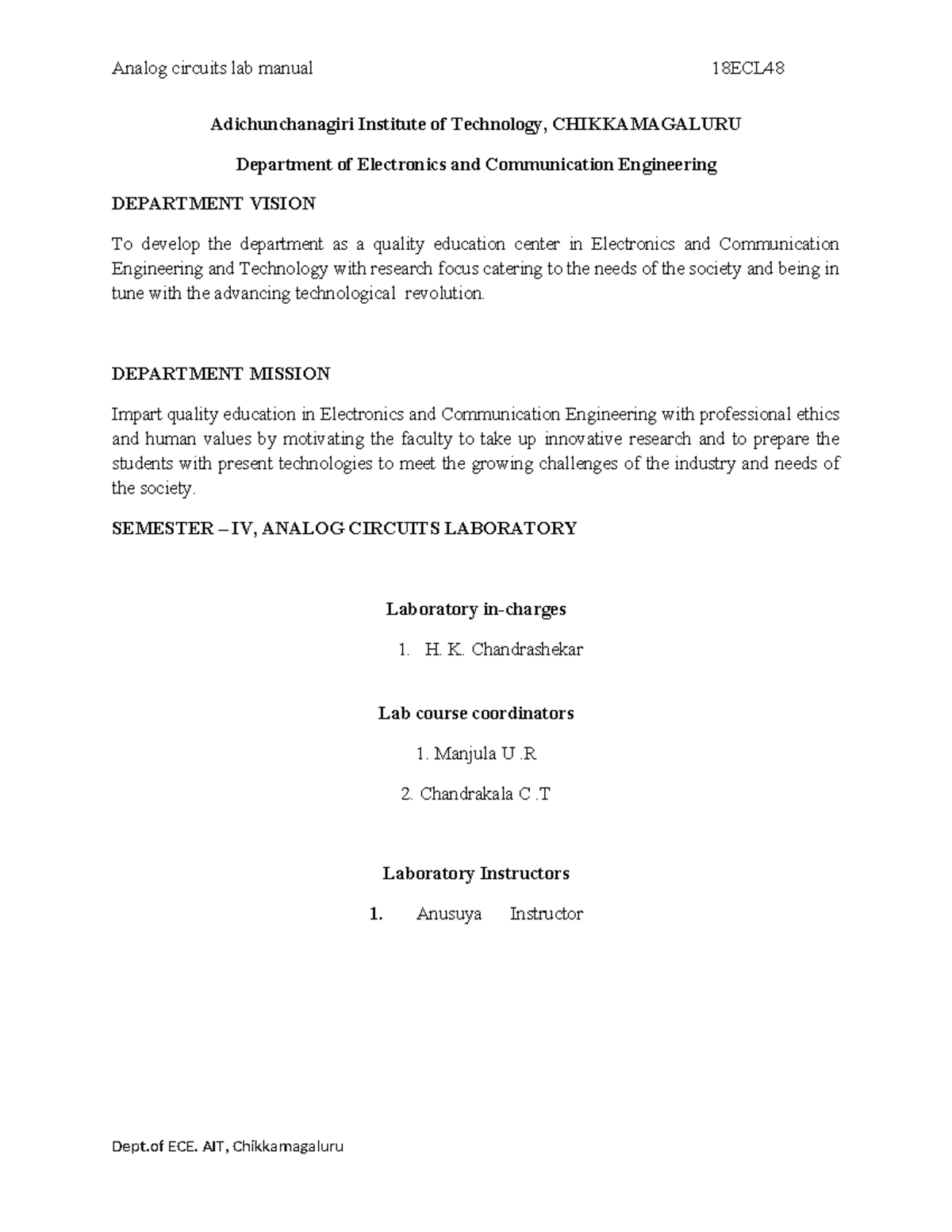 AEC LAB final - Adichunchanagiri Institute of Technology, CHIKKAMAGALURU Department of ...
