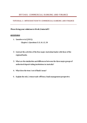 Tutorial 2 - Questions - Lecture and TUT - Tutorial 2 Problem set ...