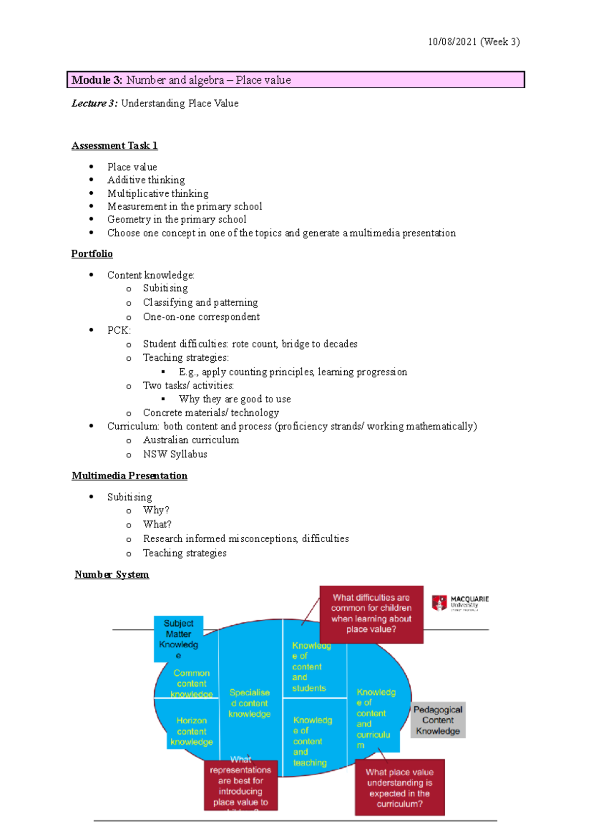 Lecture 3 - Understanding Place Value - Module 3: Number and algebra ...