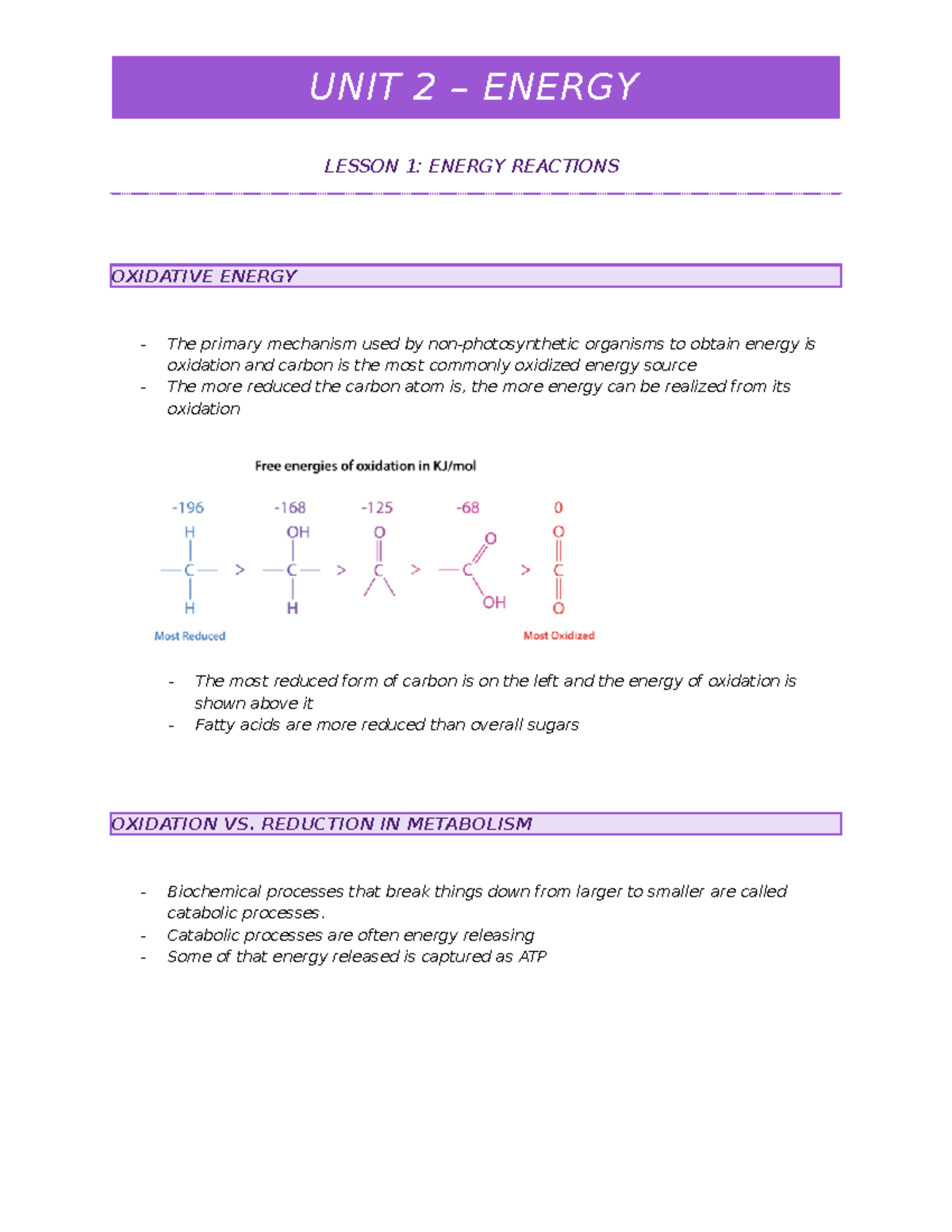 UNIT 2 - Course Notes for Unit 2 - UNIT 2 – ENERGY LESSON 1: ENERGY ...