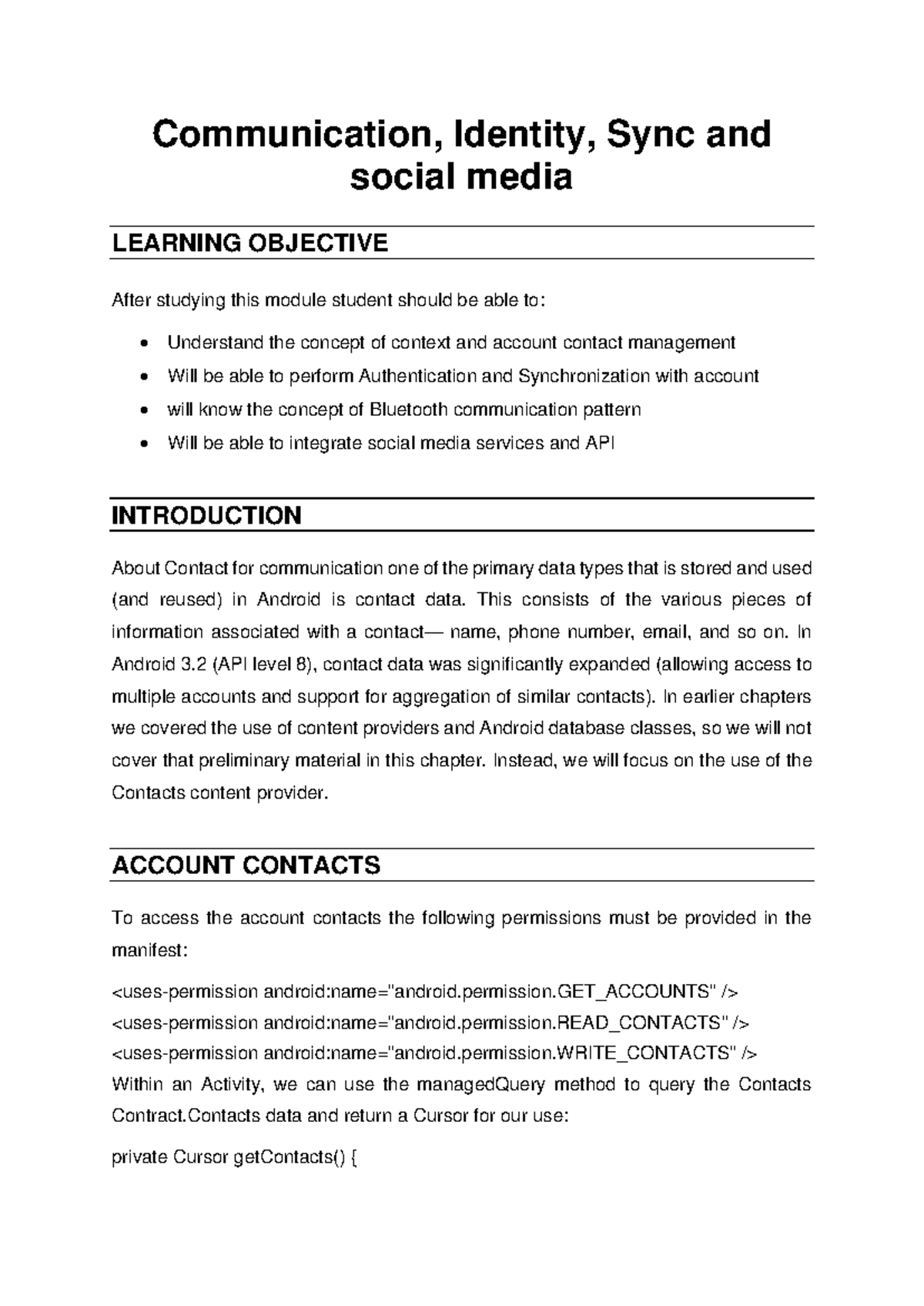 Communication, Identity, Sync, and Social Media - Communication ...