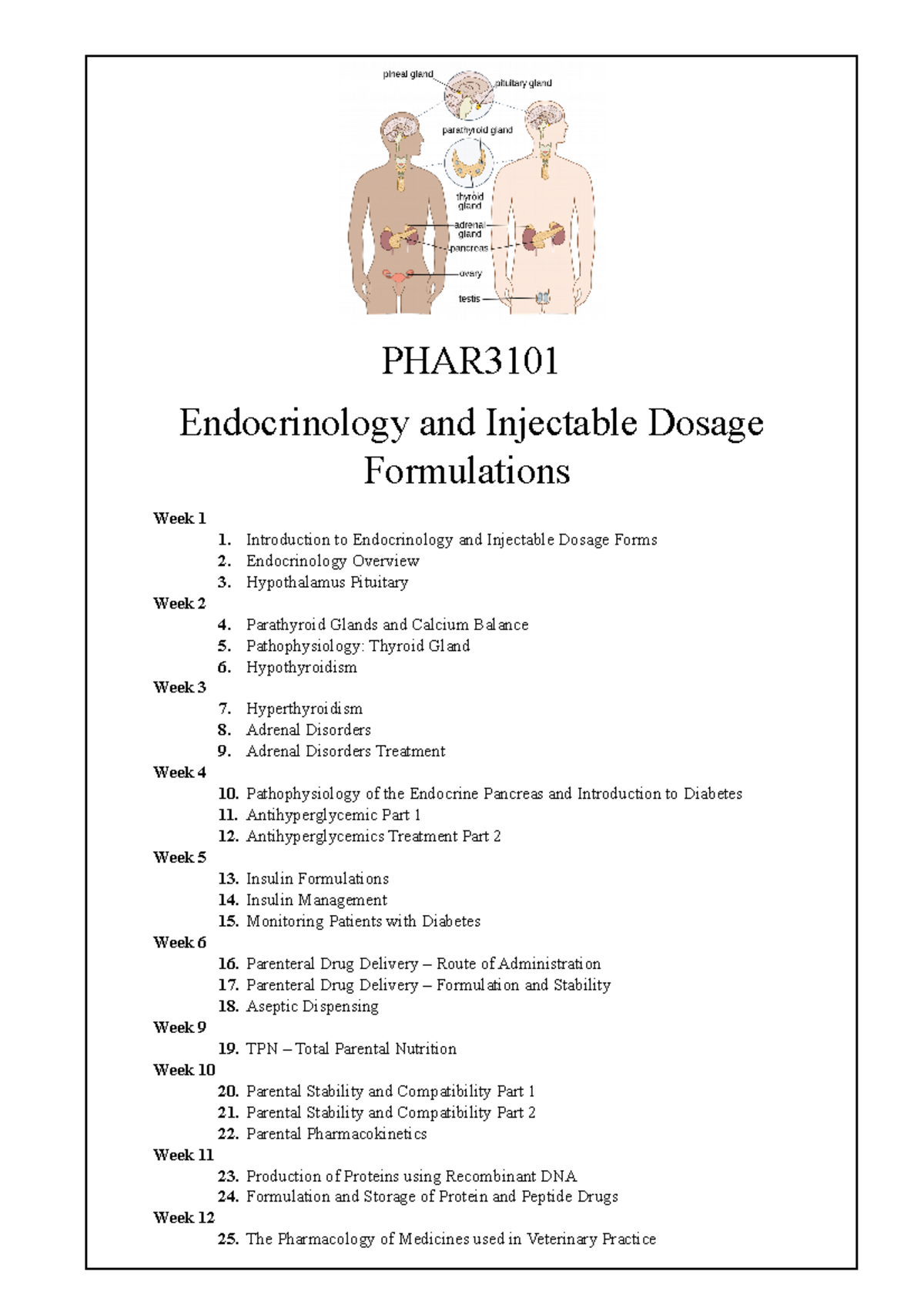 Endocrinology - ENDO Complete Summary Notes - PHAR Endocrinology and ...