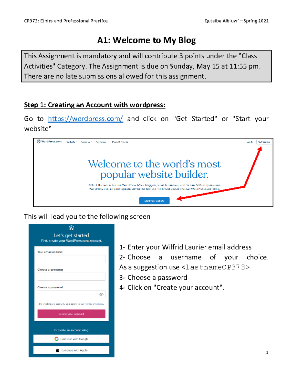 A1 Welcome to My Blog - A1: Welcome to My Blog This Assignment is ...
