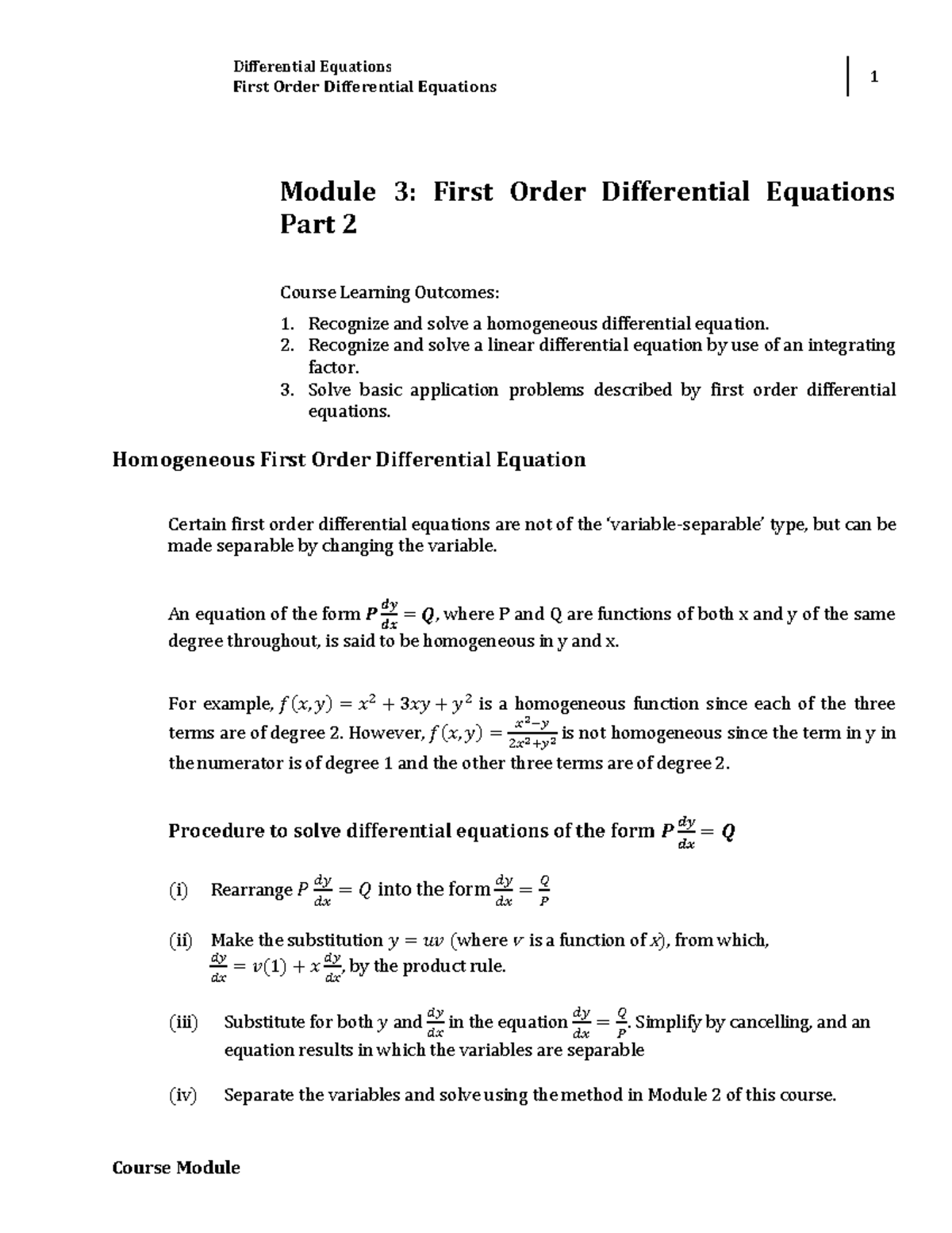 W3 First Order Differential Equations Part 2 - Module - Differential ...
