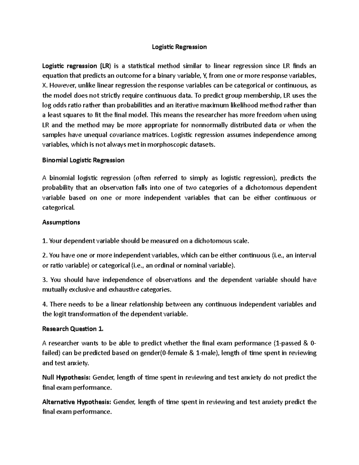 Logistic-Regression-Handout - Logistic Regression Logistic regression ...