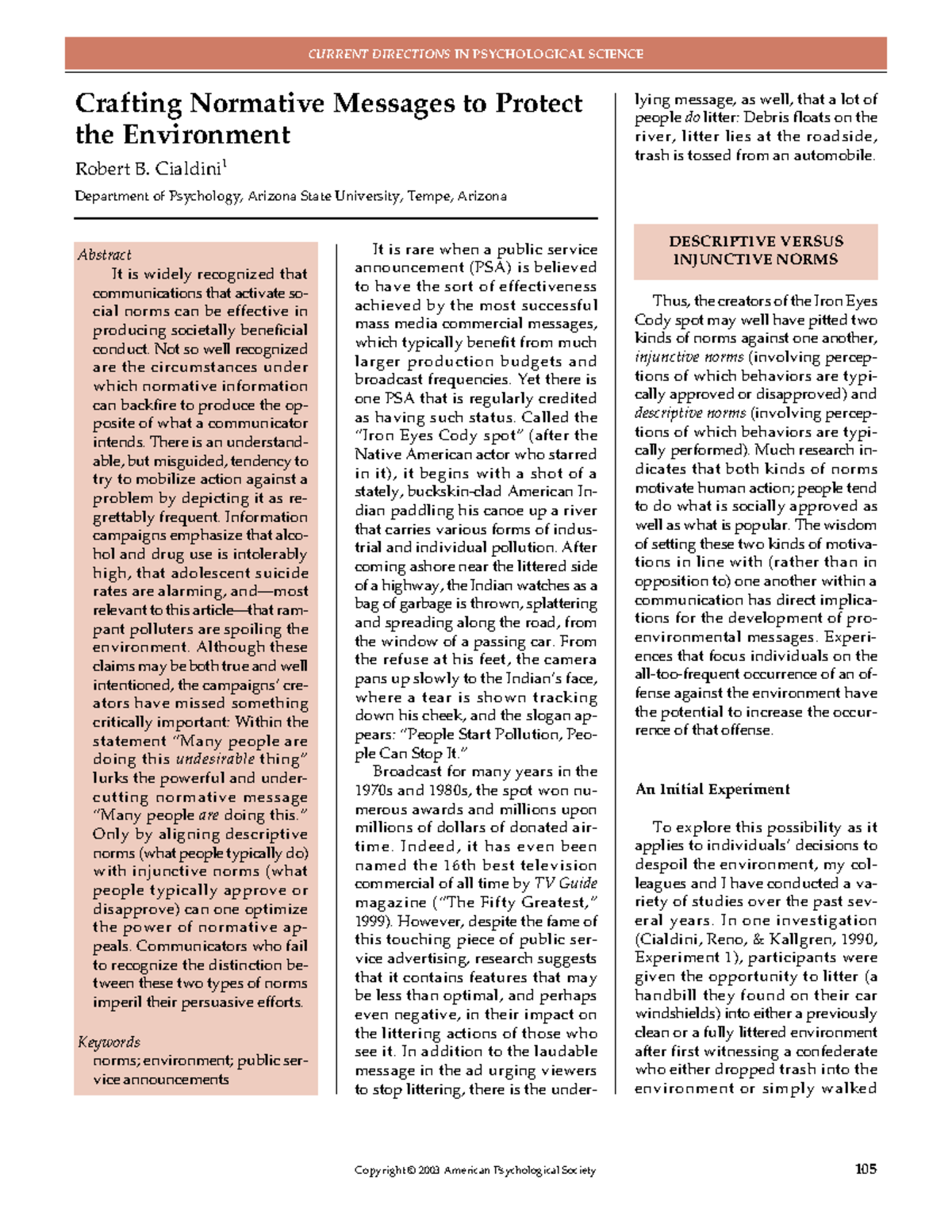 1a+-+Crafting+Normative+Messages+to+Protect+the+Environment - Copyright ...