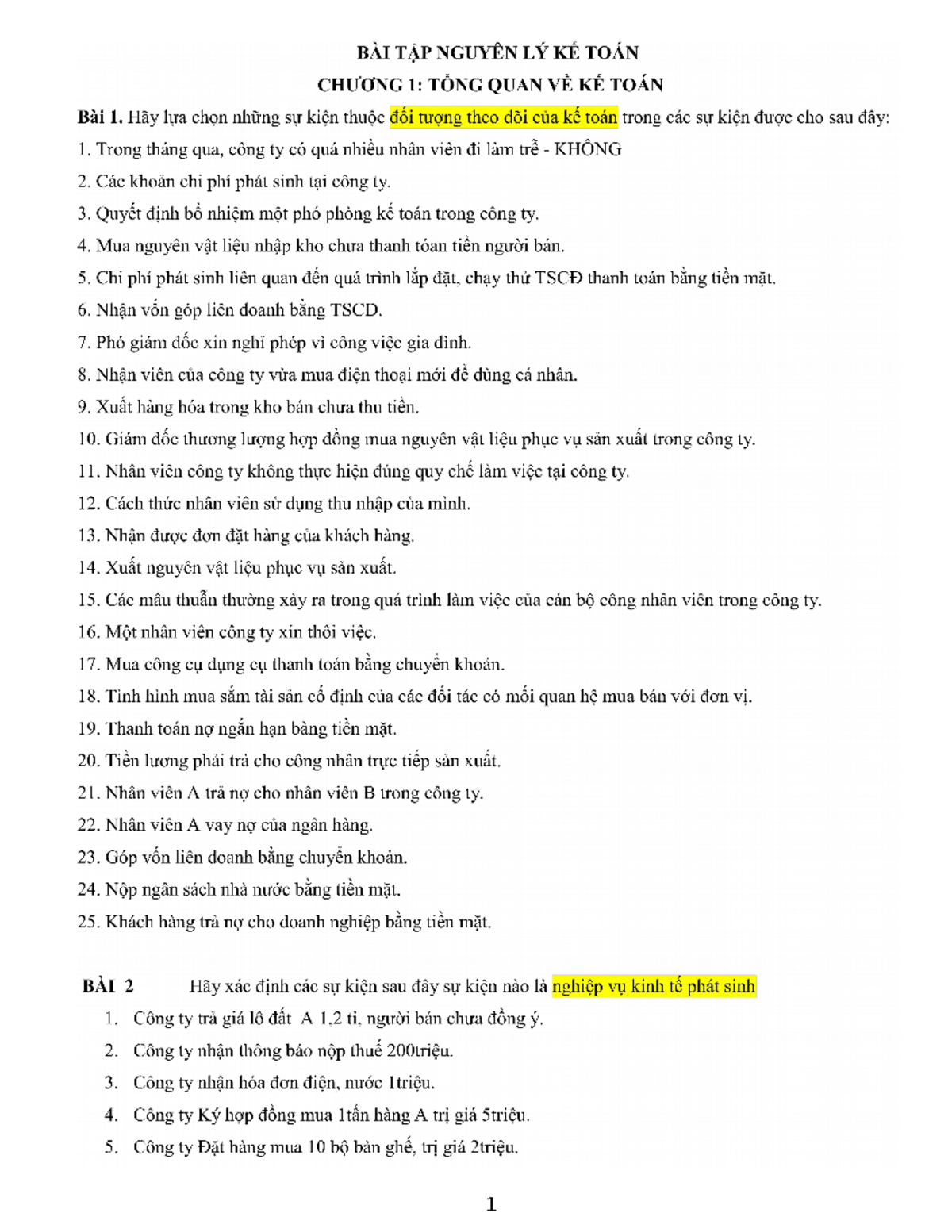 Bai tap NLKT Thanh- OCT21 - Công ty Dự tính tạm ứng công tác phí 1triệu. Công ty Nhập kho 10 bộ ...