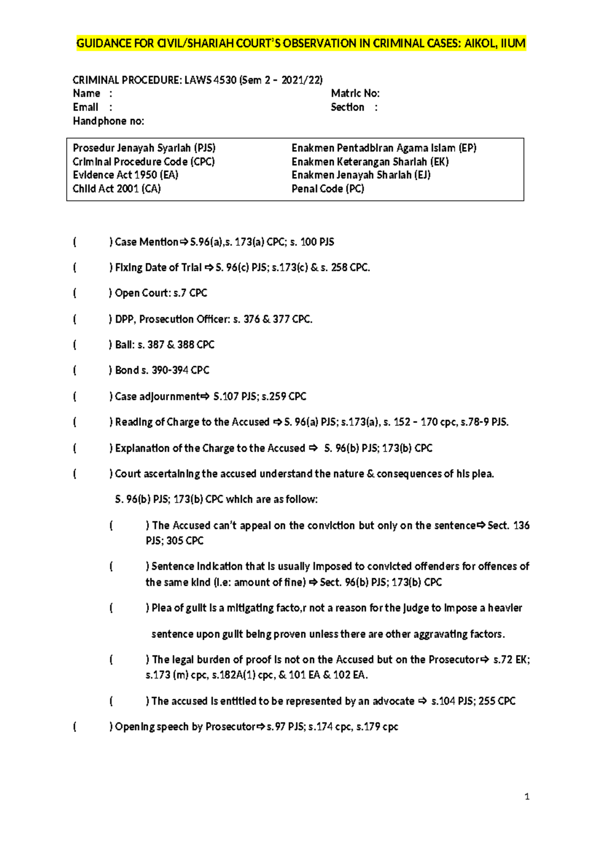 Court Observations Report - GUIDANCE FOR CIVIL/SHARIAH COURT’S ...