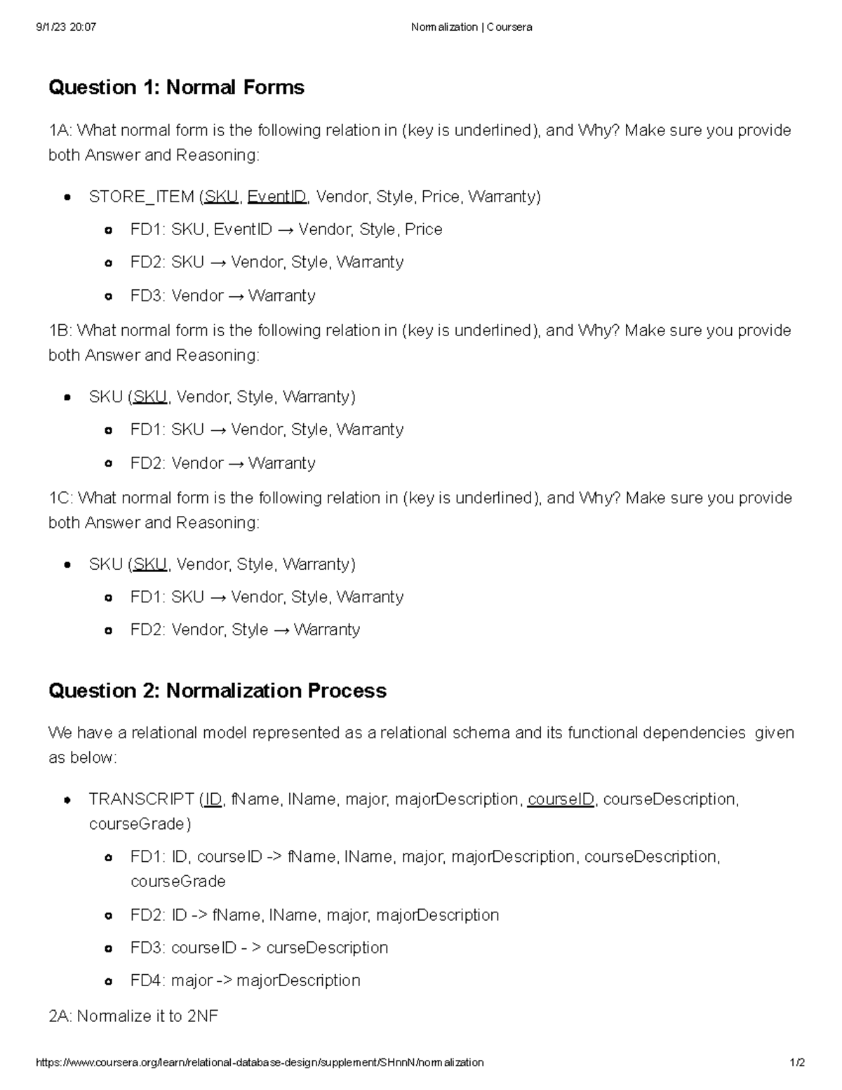 Week 3 - Normalization - Bases de datos - 9/1/23 20:07 Normalization ...