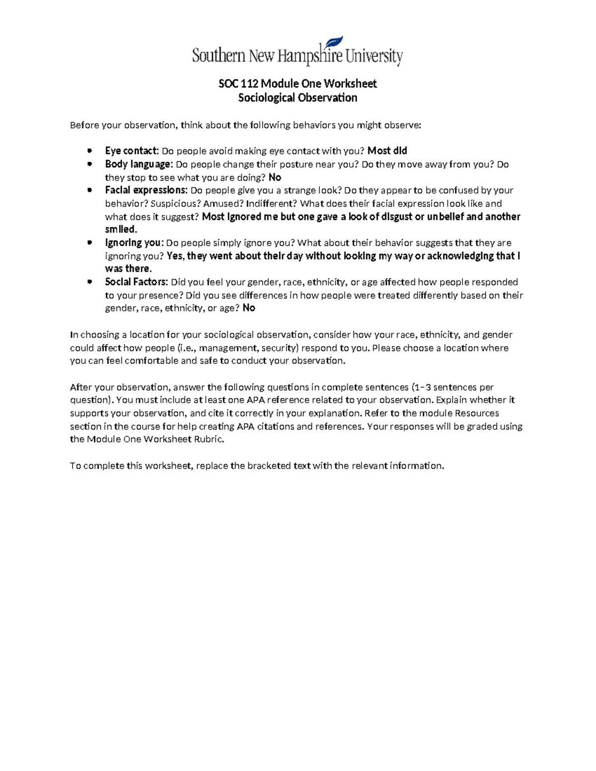 SOC 112 Module One Worksheet - SOC 112 Module One Worksheet ...