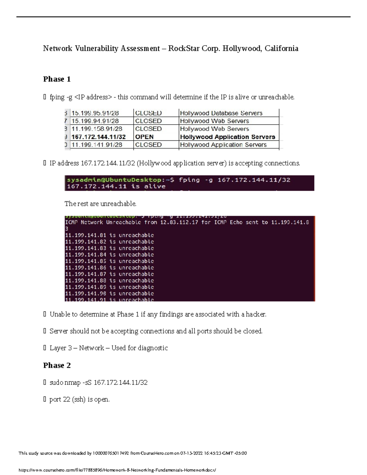 Homework 8 Networking Fundamentals Homeworkdocx Network Vulnerability Assessment Rockstar 7443