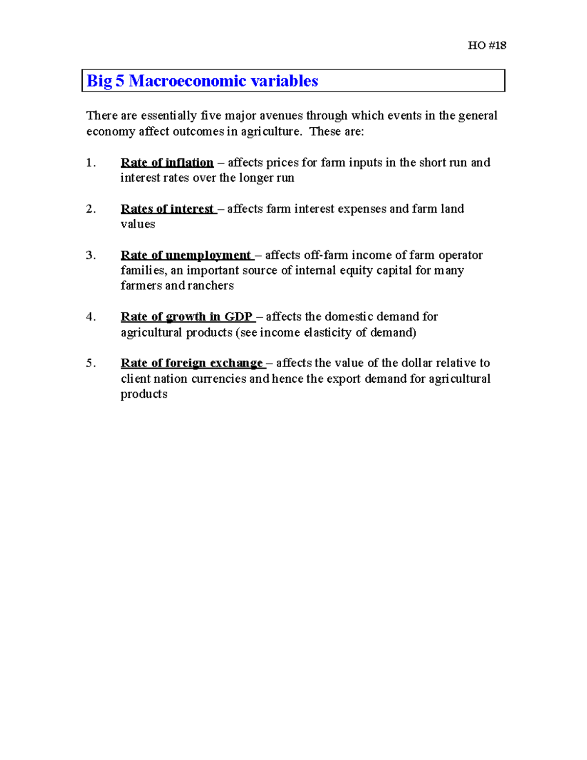 Module 10 discussion - Big 5 Macroeconomic variables There are ...
