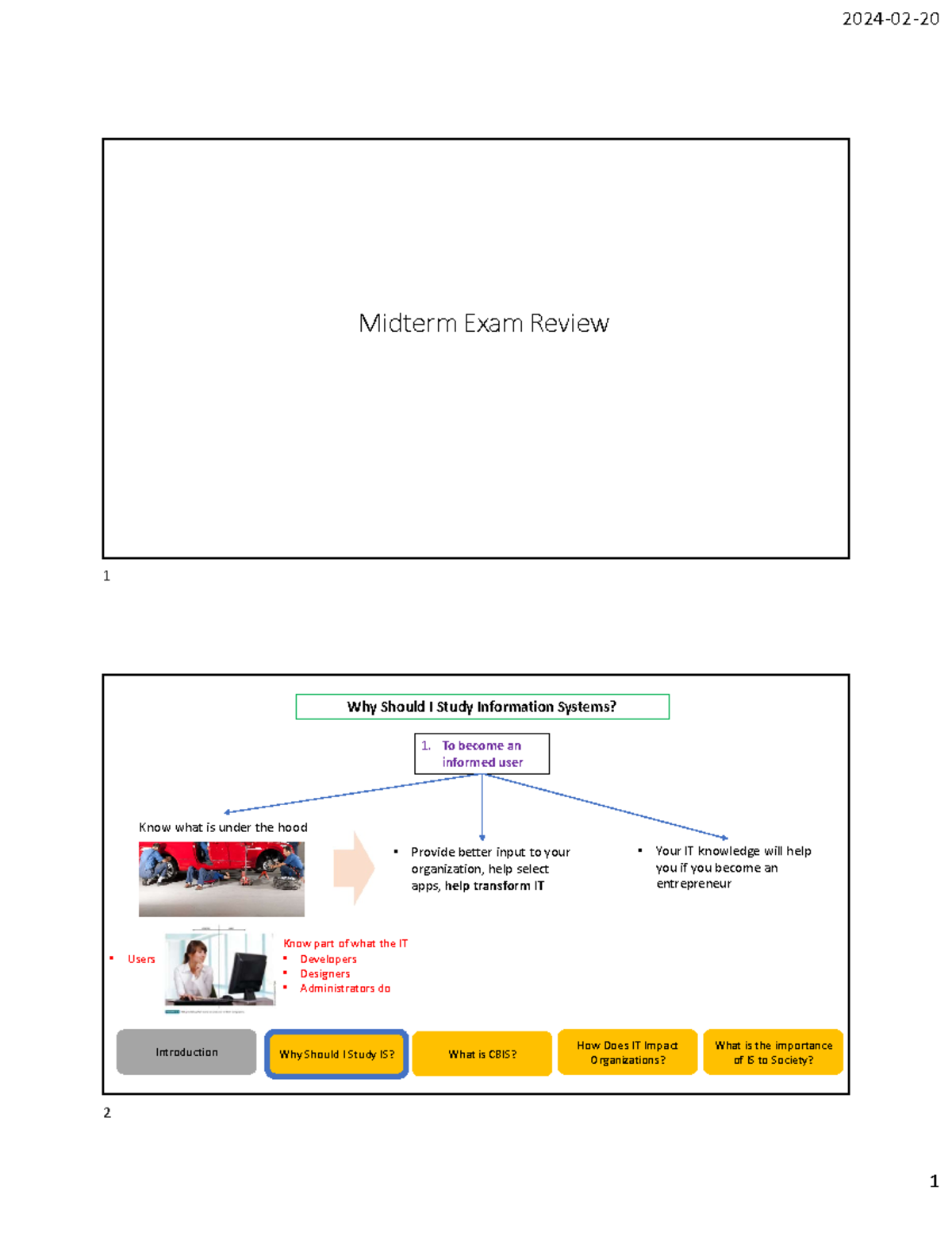 M T Review Slides - Midterm Exam Review Why Should I Study Information ...