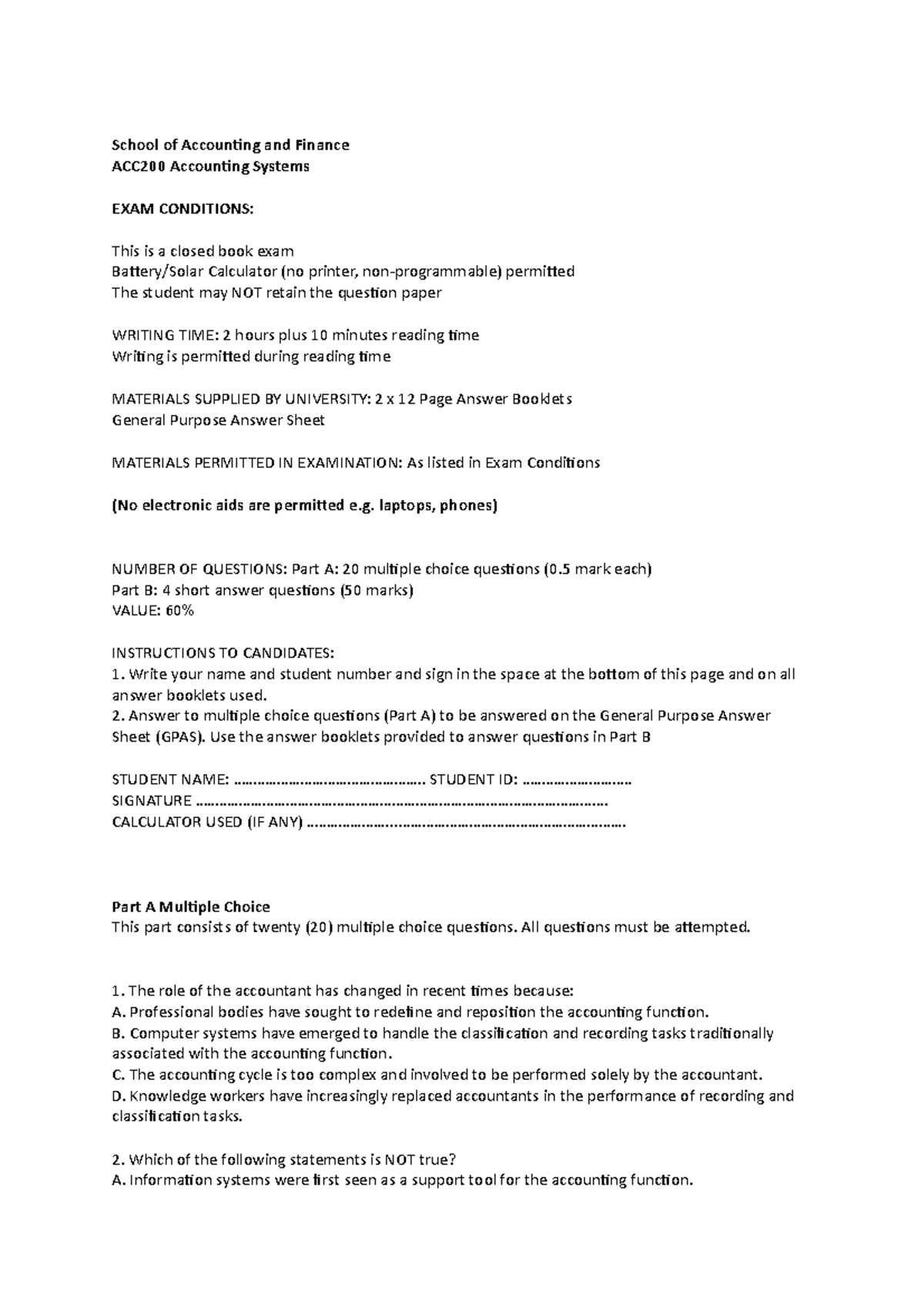 Sample/practice exam 2017, questions - School of Accounting and Finance ...
