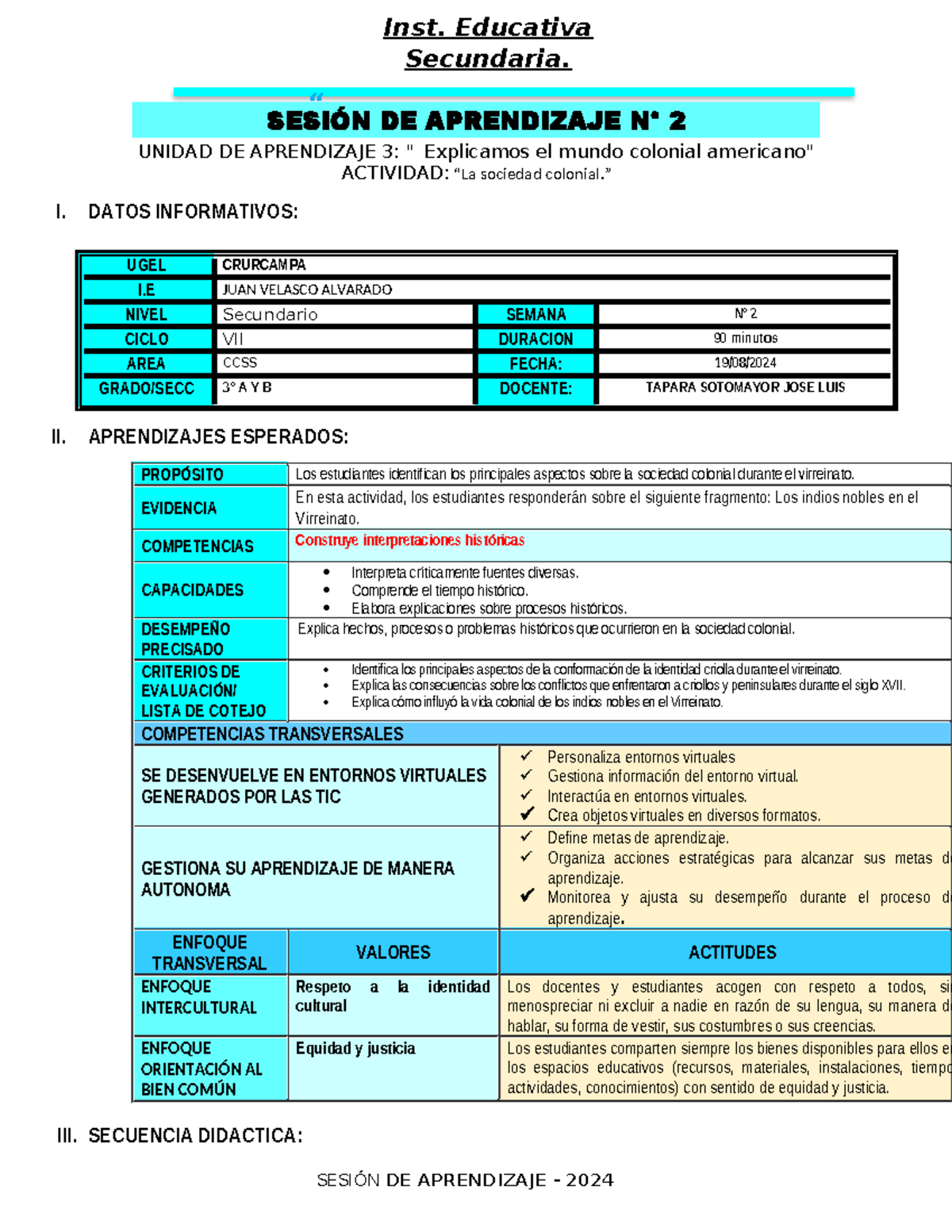 Sesion CCSS 3° SEC- Semana 02 UNI 3 - Secundaria ...