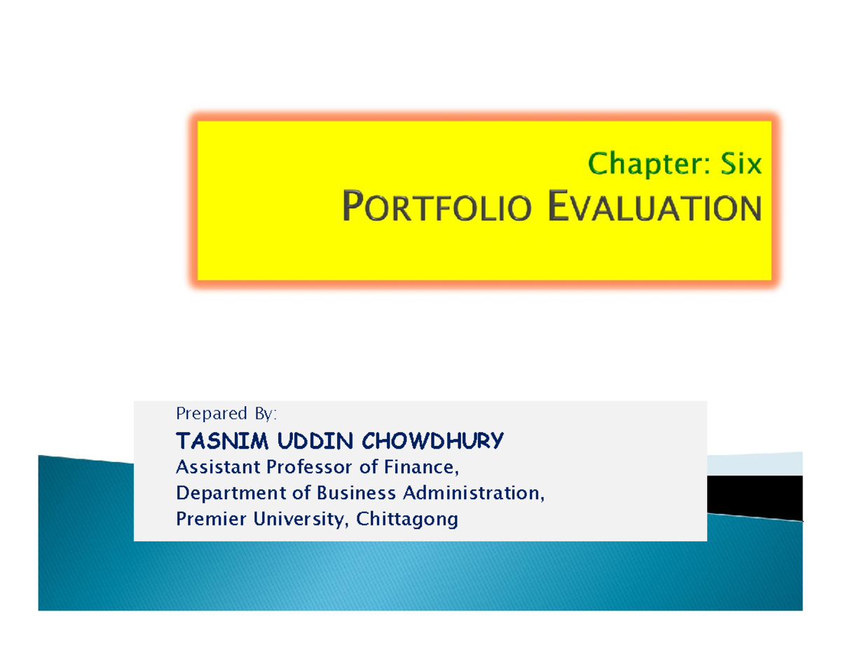 Portfolio Evaluation - It involves quantitative measurement of actual ...