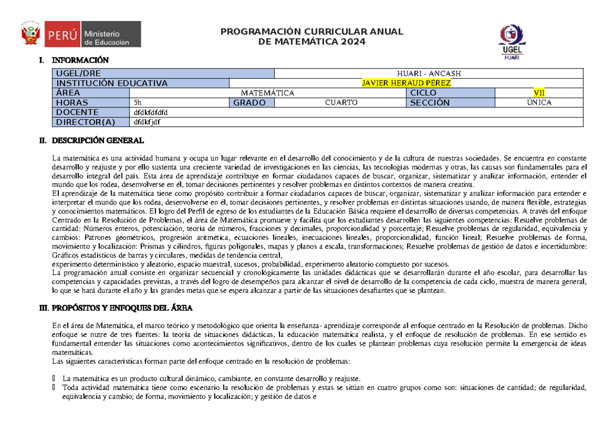 Matemática 4to Programación Anual 2024 - PROGRAMACIÓN CURRICULAR ANUAL ...