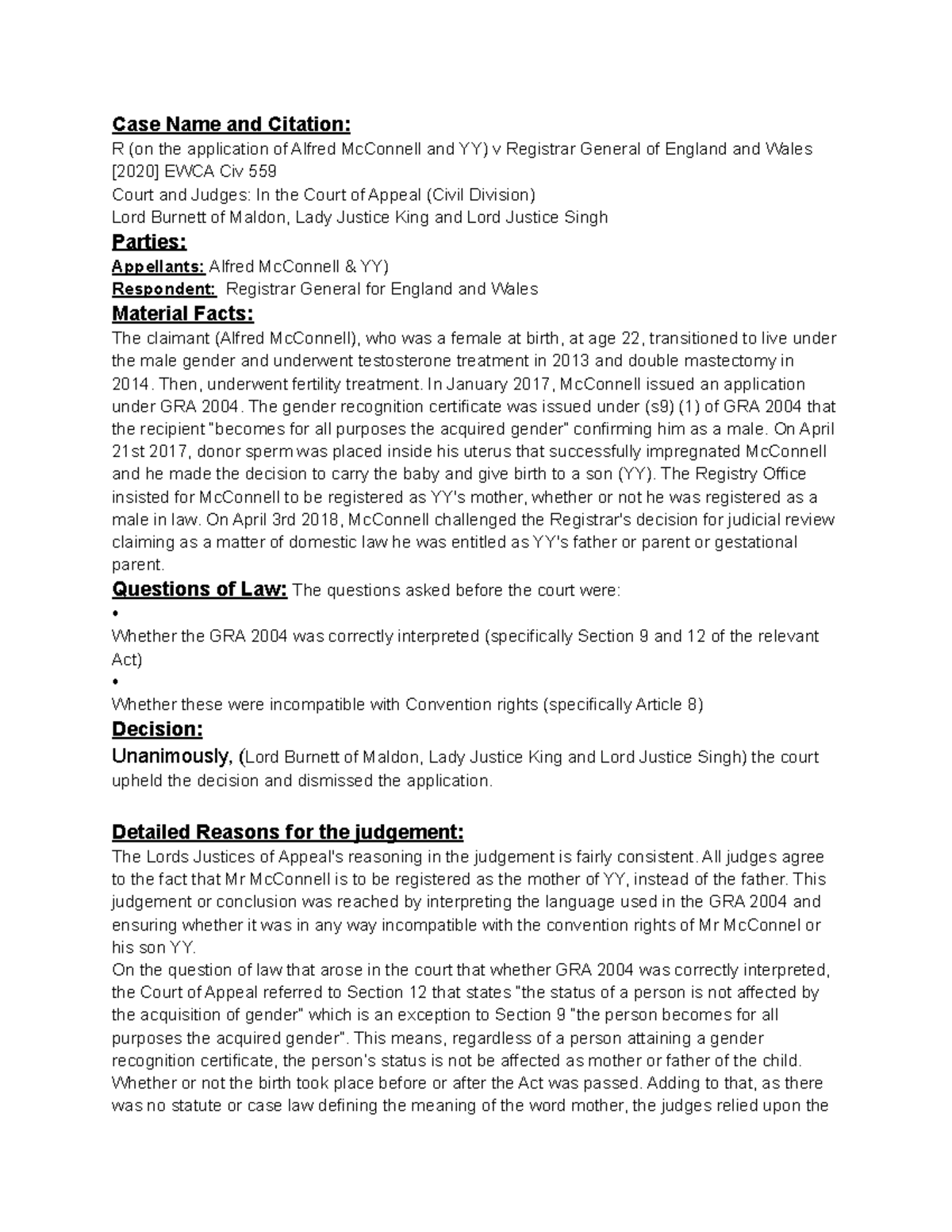 Legal system and method case note assignment for first year LLB ...