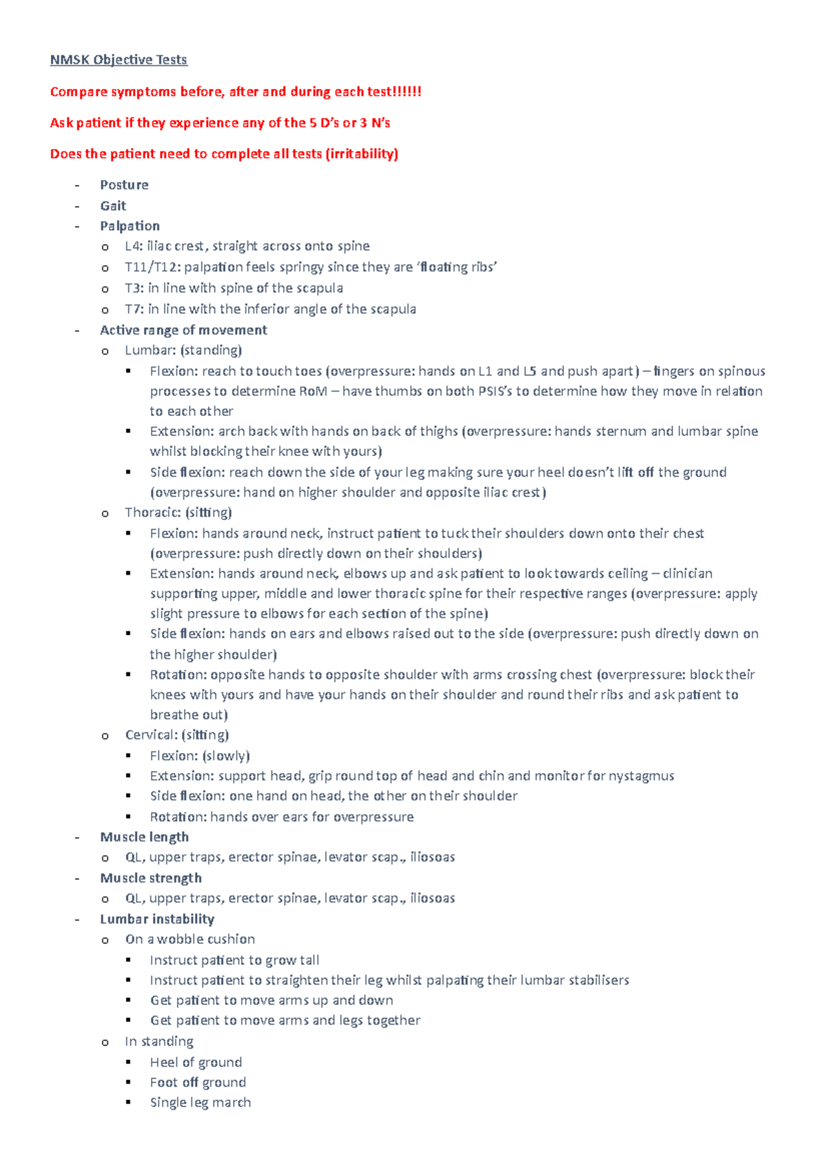 NMSK 2 Revision - Lecture notes 1-12 - NMSK Objective Tests Compare ...