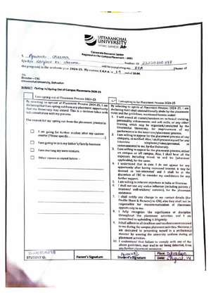 Front Page Candidate declaration - TEMPLATES OF COVER PAGE, CANDIDATE’S ...