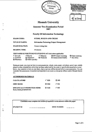 FIT2002 - Mock Sem 2 2020 - FIT2002 - Mock Exam solution - FIT2002 ...