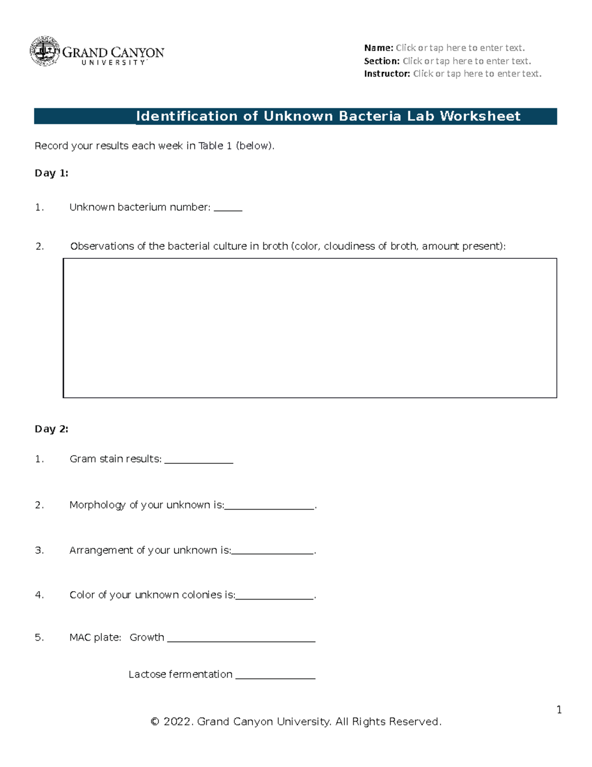 BIO 205L RS T5 - Notes about a lab report. - Section: Click or tap here ...