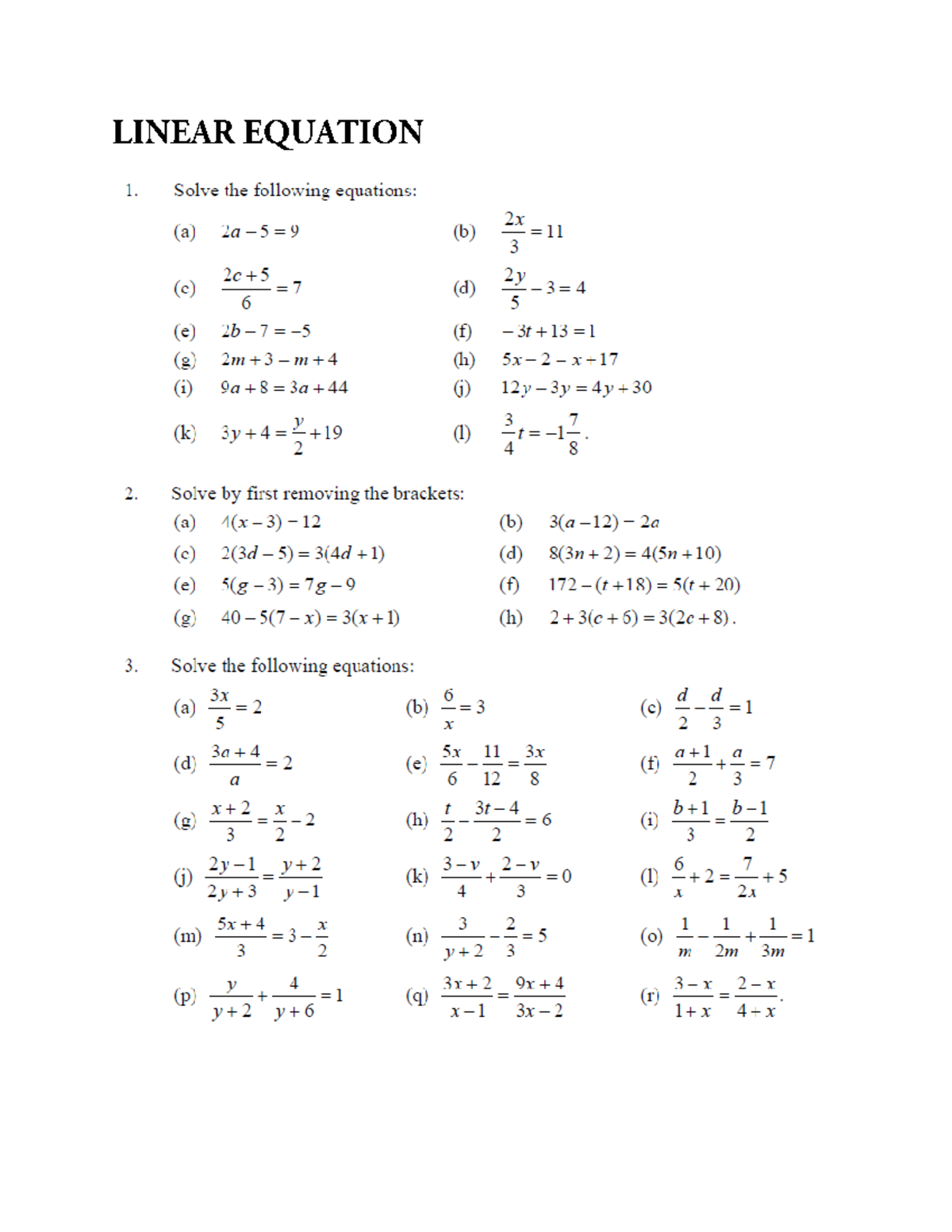 Linear Equations AND Algebraic Formula - A Level Further Mathematics ...