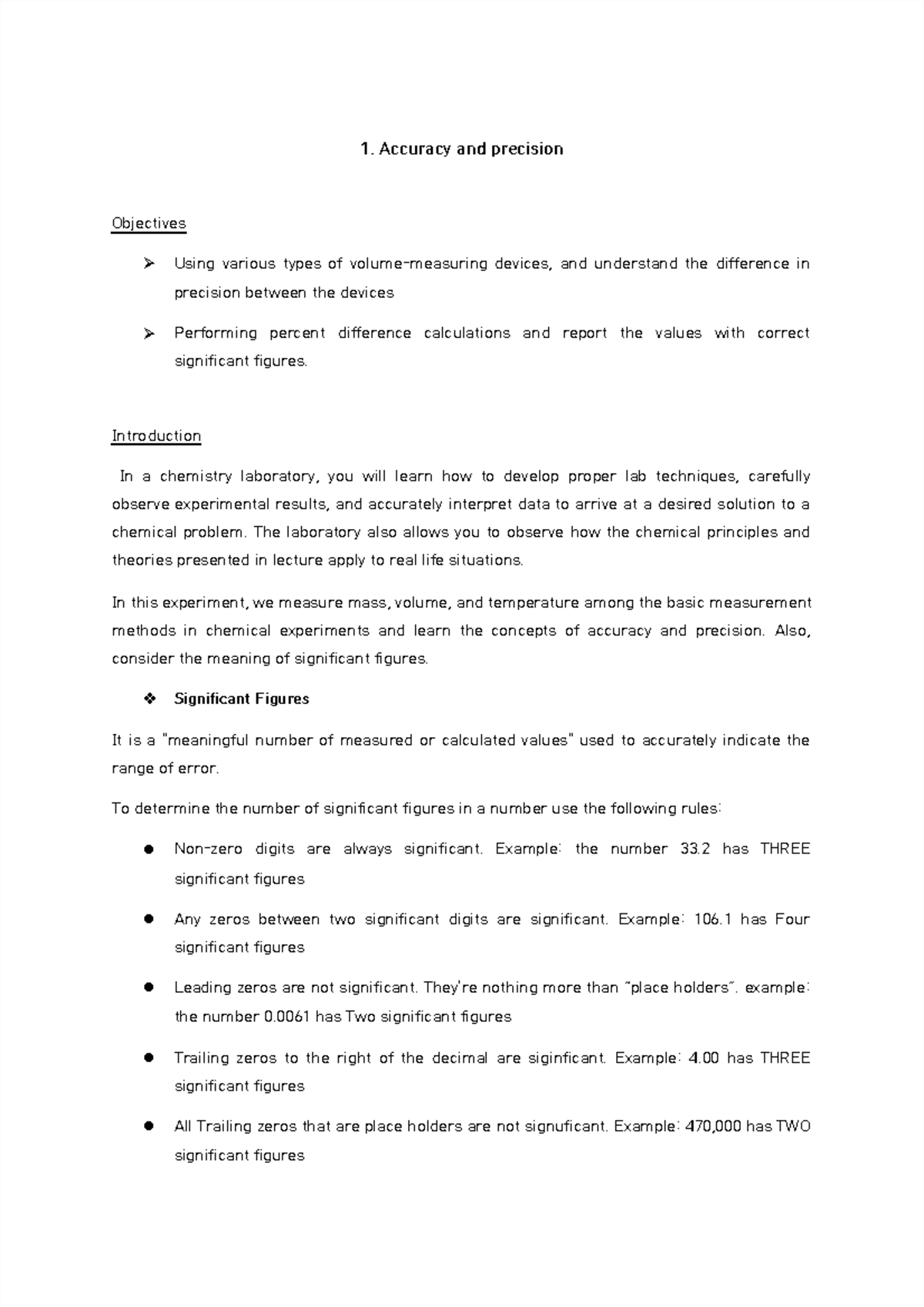 Accuracy and precision - 1. Accuracy and precision Objectives Ø Using ...