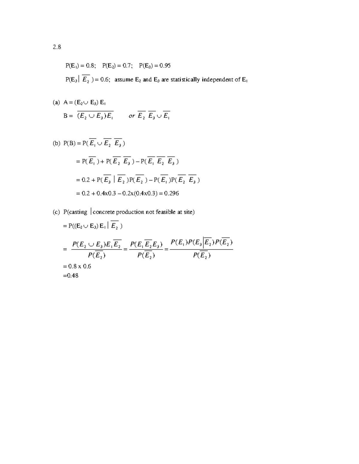 2 Answer for Paper - P(E 1 ) = 0; P(E 2 ) = 0; P(E 3 ) = 0. P(E 3 ⏐ E 2 ...