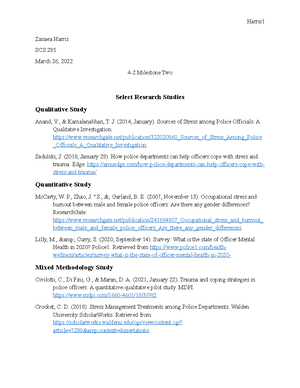 2-2 Milestone One - Harris Zanaea Harris SCS 285 March 13, 2022 2-2 ...