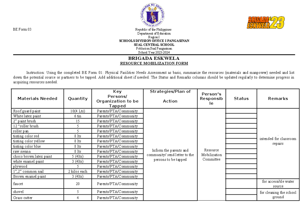 BE-Form-3 - BE-Form-3 - BE Form 03 Republic of the Philippines ...
